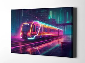 Obraz na plátně - Retrowave vlak čeká na odjezd FeelHappy.cz Velikost obrazu: 120 x 80 cm