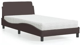 Postel s matrací Dover tmavě hnědá 100 x 200 cm textil 3208347