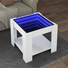 Konferenční stolek s LED bílý 53 x 53 x 45 cm kompozitní dřevo