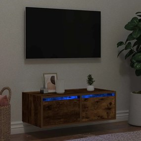 TV skříňka s LED osvětlením kouřový dub 75x35,5x25 cm