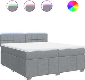 Box spring postel s matrací světle šedá 200 x 200 cm textil 3289475