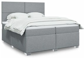 Box spring postel s matrací světle šedá 200 x 200 cm textil