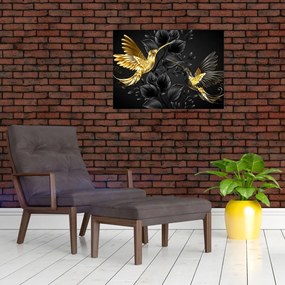 Skleněný obraz - Kolibříci očima umělce (70x50 cm)