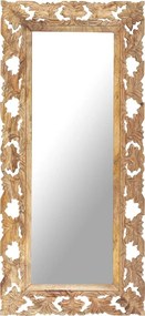 vidaXL Ručně vyřezávané zrcadlo 110 x 50 cm masivní mangovník [321640] Barva: Hnědá