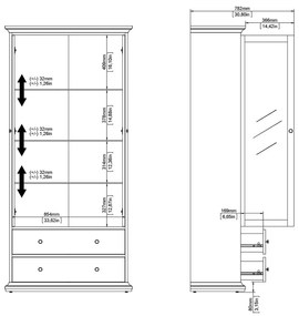 Šedá vitrína 96x201 cm Paris – Tvilum