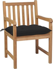 Zahradní židle 4 ks černé podušky masivní teak 3073026