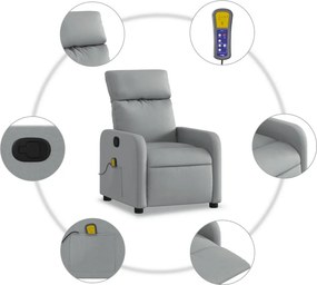 Masážní křeslo s polohovacím mechanismem, světle šedé, látkové 3206863