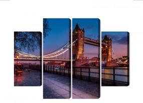 Vícedílný obraz Tower Bridge V Londýně Při Západu Slunce Nedostatek Nedostatek Přírodní plátno 160x120