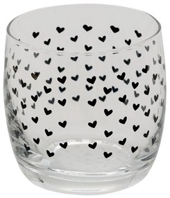 Sklenička na nápoj se srdíčky Love Birds - Ø 8*8 cm / 260 ml