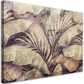 Obraz na plátně, Palmová džungle listy na imitaci betonu - 60x40 cm