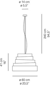 Quadrifoglio Group 10SPBK02 Babel, černé závěsné svítidlo, 3x23W E27, prům. 60cm