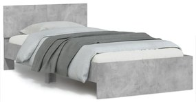 Rám postele s čelem betonově šedý 100 x 200 cm kompozitní dřevo