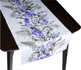 Bellatex Ubrus BĚHOUN Maceška fialová, šedá rozměr 50x120 cm