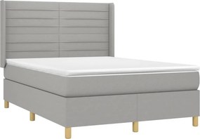 Box spring postel s matrací a LED světle šedá 140x190 cm textil 3138949