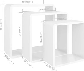 vidaXL Nástěnné police kostky 3 ks MDF [323952] Barva: Šedá
