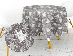 Ervi bavlněný ubrus na stůl oválný - námraza na listech na šedém