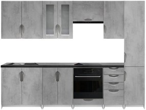 Kuchyně Macháček kuchyňská linka 280 cm barva beton korpus šedý