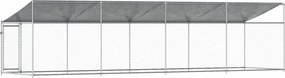 Klec pro psy se střechou a dvířky šedá 8x2x2 m pozinkovaná ocel 3209570