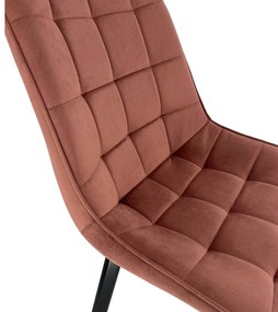 Prošívaná čalouněná velurová židle Algate pudrově růžová