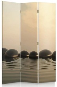 Ozdobný paraván Zenové kameny Voda - 110x170 cm, třídílný, klasický paraván
