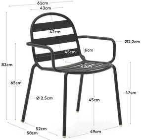Tmavě šedé kovové zahradní židle v sadě 4 ks Joncols – Kave Home