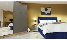 Čalouněná postel Kaya 180x200, modrá, vč. matrace a topperu