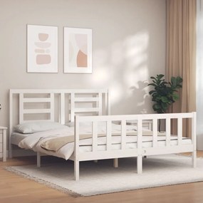 Rám postele s čelem bílý 160 x 200 cm masivní dřevo,  3192892