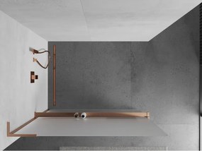 Mexen Kioto+ L, sprchová zástěna Walk-In s poličkou a věšákem 90 x 200 cm, 8mm sklo námraza, měděný matný profil, 800-090-123-65-30