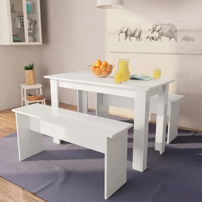 vidaXL Jídelní stůl a lavice 3 kusy dřevotříska [244865] Barva: dub