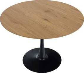 Jídelní stůl, kulatý, dub/černá, průměr 110 cm, REVENTON NEW