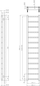 Sapho METRO LIGHT koupelnový radiátor 300 x 1500 mm černá mat IR446TB