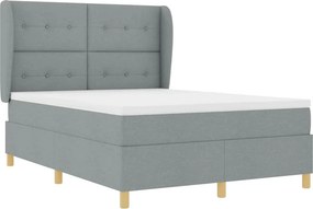 Postel s boxspringem s čelo Světle šedá 190 x 140 cm textil 3340746