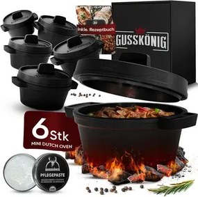 GUSSKÖNIG Sada mini litinových pánviček 6× 300 ml / Sada litinových pá