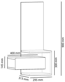 Nástěnné zrcadlo s policí STELLA 90x49 cm hnědá/antracit