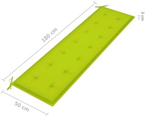 vidaXL Marketos Zahradní lavice s jasně zelenou poduškou 175 cm masivní teak