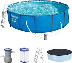 Bestway Bazén Steel Pro MAX modrý, filtrace, schůdky, plachta pr. 427x107cm (GS)