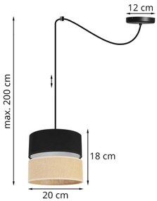 Závěsné svítidlo JUTA SPIDER, 1x jutové/černé textilní stínítko, B