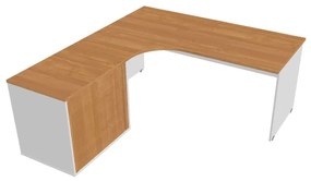 Sestava stolu a rol. skříně pravá 180x60 cm - Hobis Gate GE 1800 60 HR P Dekor stolové desky: olše, Dekor lamino podnože: bílá
