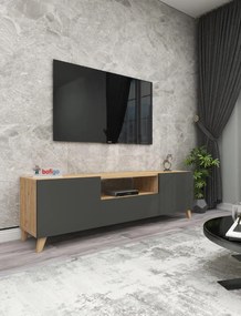 Televizní stolek NEAL 140 cm, lamino borovice a antracit