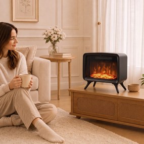 HOMCOM Elektrický krb 800/1600W elektrický krb s topením, odnímatelný podstavec, nastavitelný termostat, 3D efekt plamene