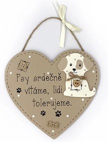 Domov&Mazlíci Dřevěná cedule srdce Psi srdečně vítáme