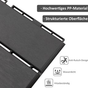 Outsunny terasové dlaždice sada 9 balkonových dlaždic click dlaždice pro terasu a zahradu plastová černá 30x30cm | Aosom.de