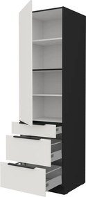 ARIA wb | vysoká skříňka 60 DKS-210 3S1F potravinová | UNI DVÍŘKA | 60 cm | PREMIUM BOX | černá/bílá