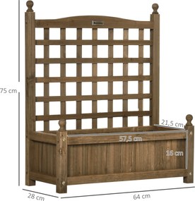 Zahradní truhlík s mříží Outsunny - Květinový box - Vysoký truhlík - rozměry 64D x 28Š x 75V cm, včetně zavlažovacích vložek z ošetřeného smrkového d…