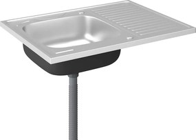 Kuchyňský dřez s odtokem stříbrný 800x600x155 mm nerezová ocel 147233