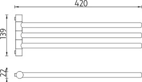 Nimco Držák na ručníky otočný, 42 cm BORMO černá - BRC 11096-3-90