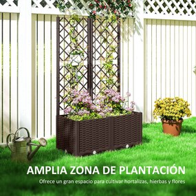 Outsunny Velký venkovní květináč s mřížkou a drenážními otvory pro popínavé rostliny, stojan pro zahradu, terasu 80x40x135 cm Hnědý