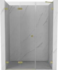 Mexen Lunar-F, skládací levé sprchové dveře 110 cm, 8mm čiré sklo, zlatý matný profil, 836S-110-050-55-00-L