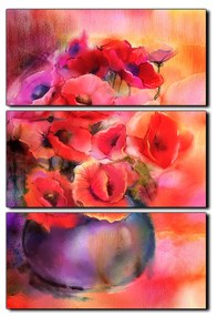 Obraz na plátně - Akvarel, kytice máků, reprodukce- obdélník 7270B (105x70 cm)
