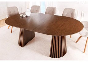 Massive home | Kulatý jídelní stůl VALHALLA BROWN 120-160-200 CM dubová dýha rozkládací